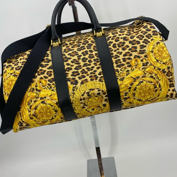 Versace | Bags | Gianni Versace Sunburst Leopard Boston Travel Bag ...